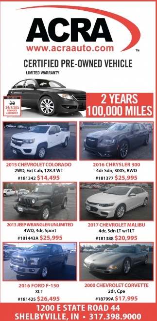 2 Years 100,000 Miles, Acra Auto, Shelbyville, IN
