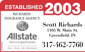 Established 2003, Richards Insurance Agency, Greenfield, IN